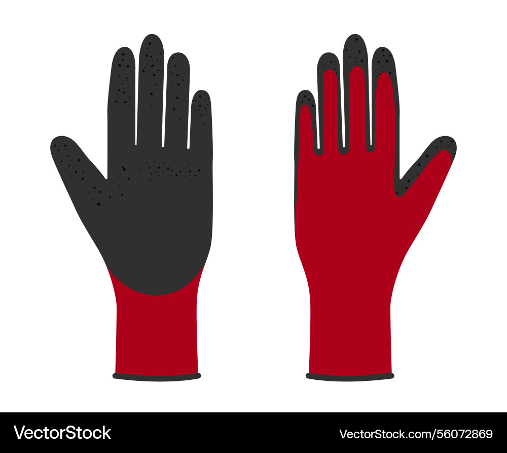 Nitrile coated work gloves hand red black cartoon Vector Image