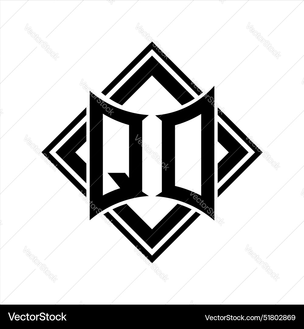 Qd letter logo with abstract shield shape Vector Image
