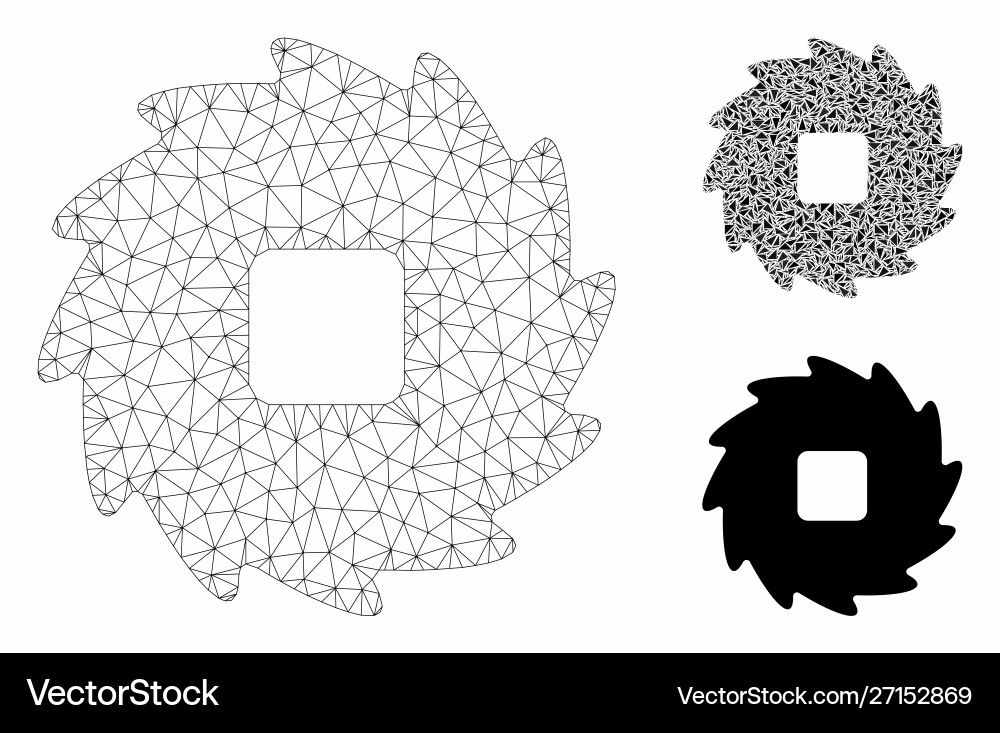 Teeth ratchet wheel mesh wire frame model Vector Image