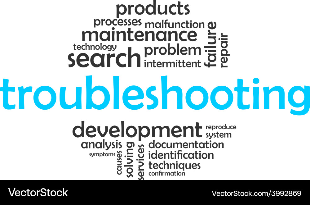 Troubleshooting Word Cloud Royalty Free Vector Image