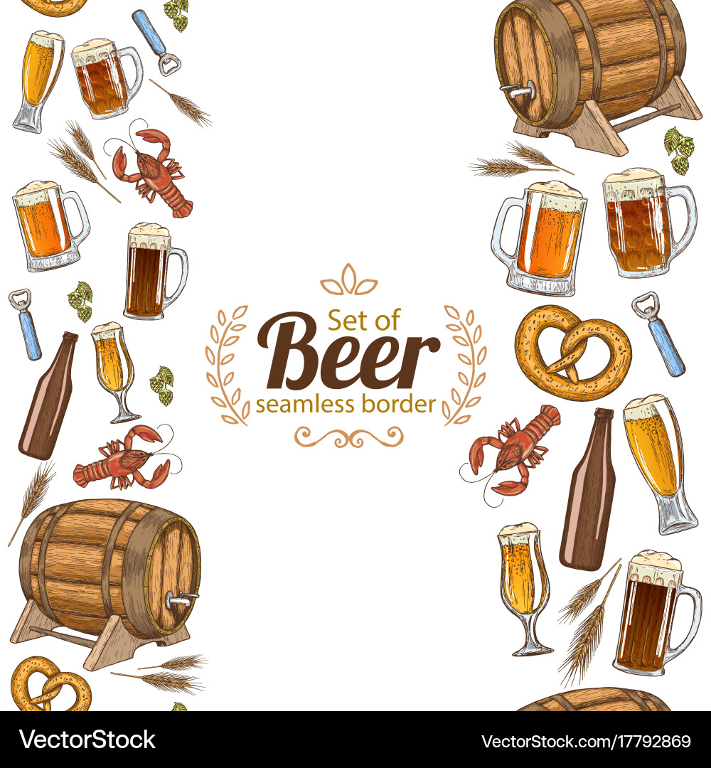 Vertical seamless borders of beer Royalty Free Vector Image