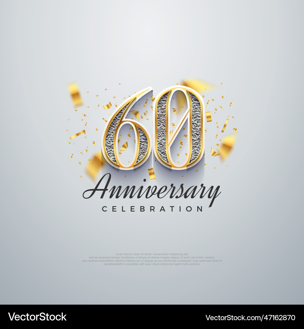 60th anniversary number shiny luxury premium Vector Image