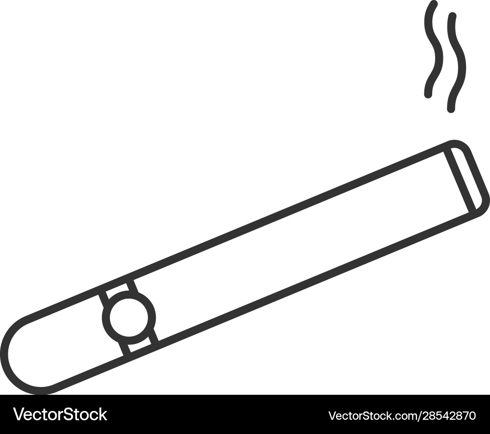 Burning cigar linear icon Royalty Free Vector Image
