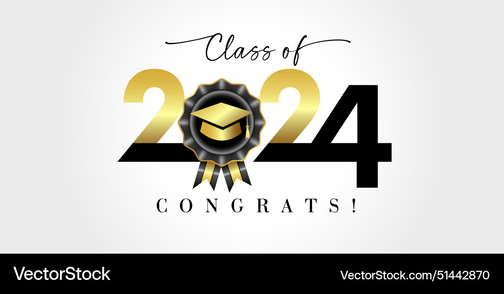 Class of 2024 congrats typography logo design Vector Image