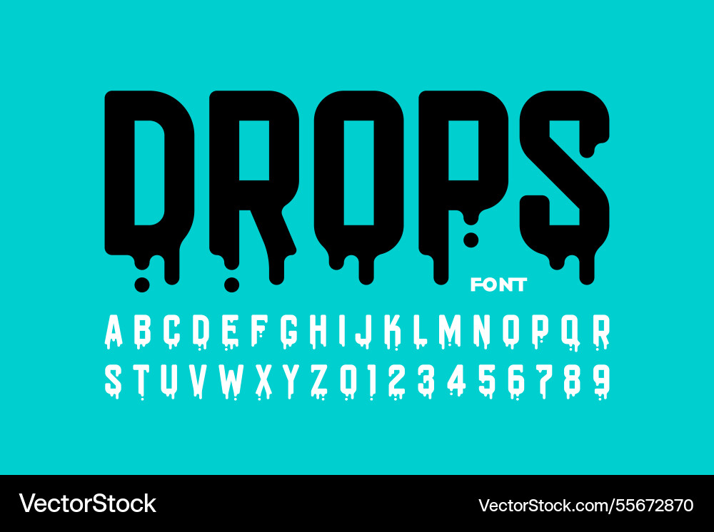Drop font design alphabet letters and numbers Vector Image