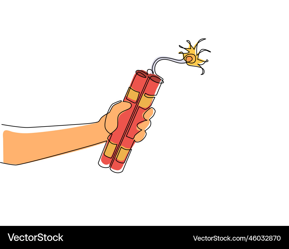 Dynamite Explosion - Single Line Art Royalty Free Vector