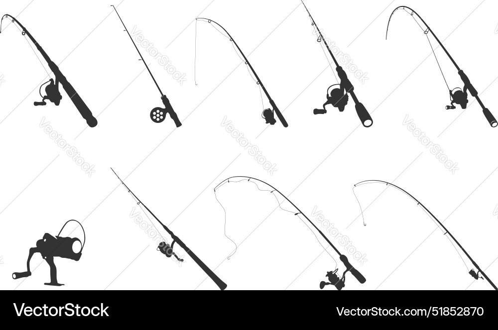 Fishing Rod Silhouettes Royalty Free Vector Image