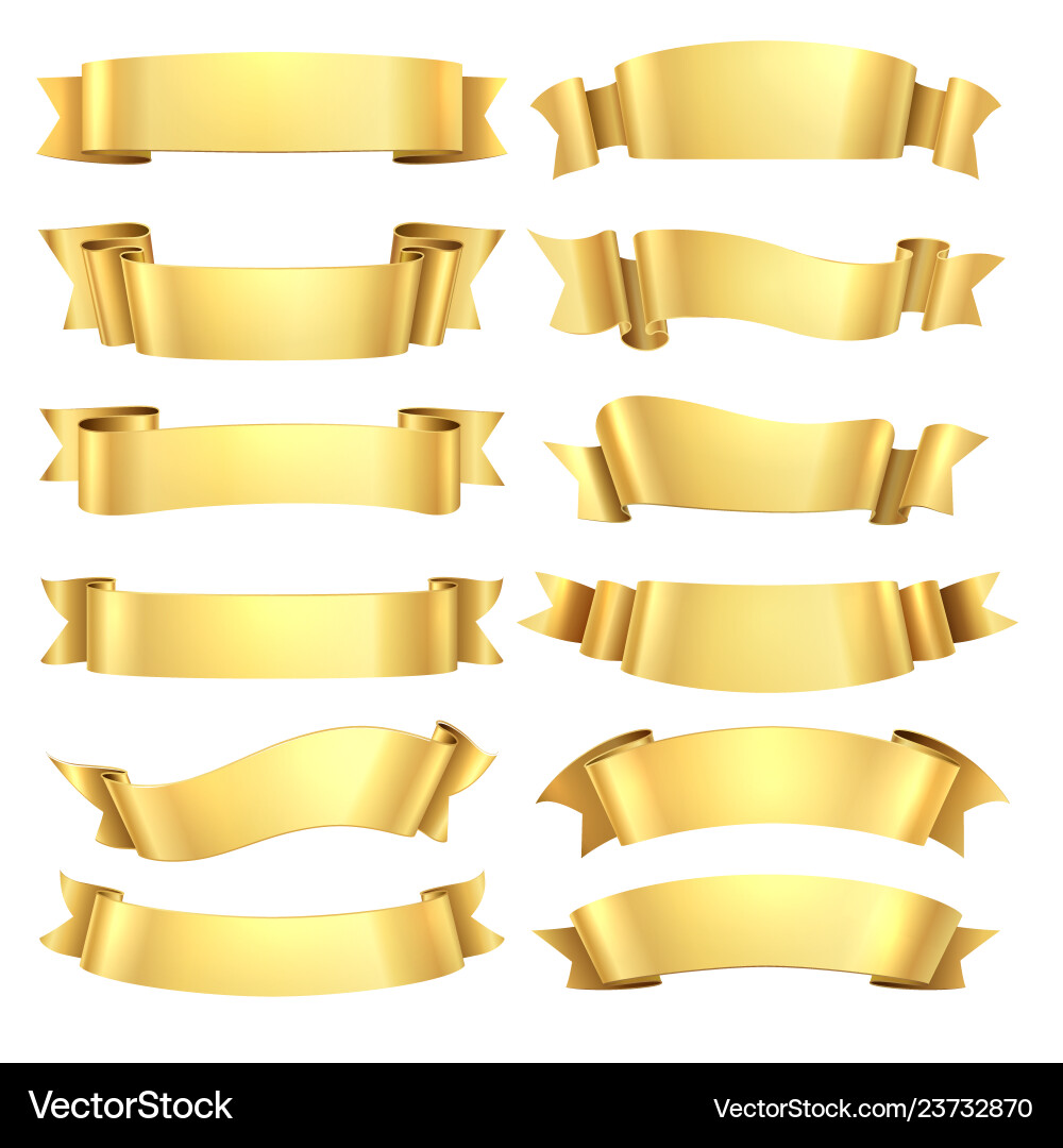 Golden ribbons congratulations banner element Vector Image