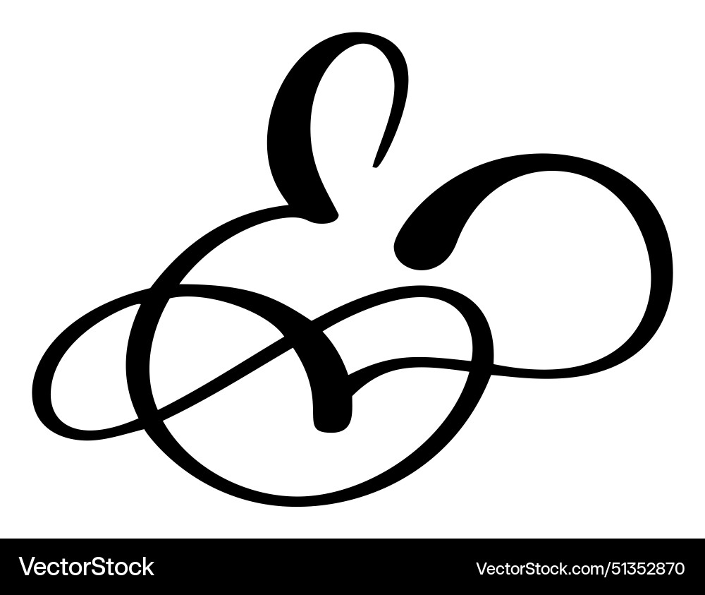 Hand drawn calligraphy letter e script Royalty Free Vector