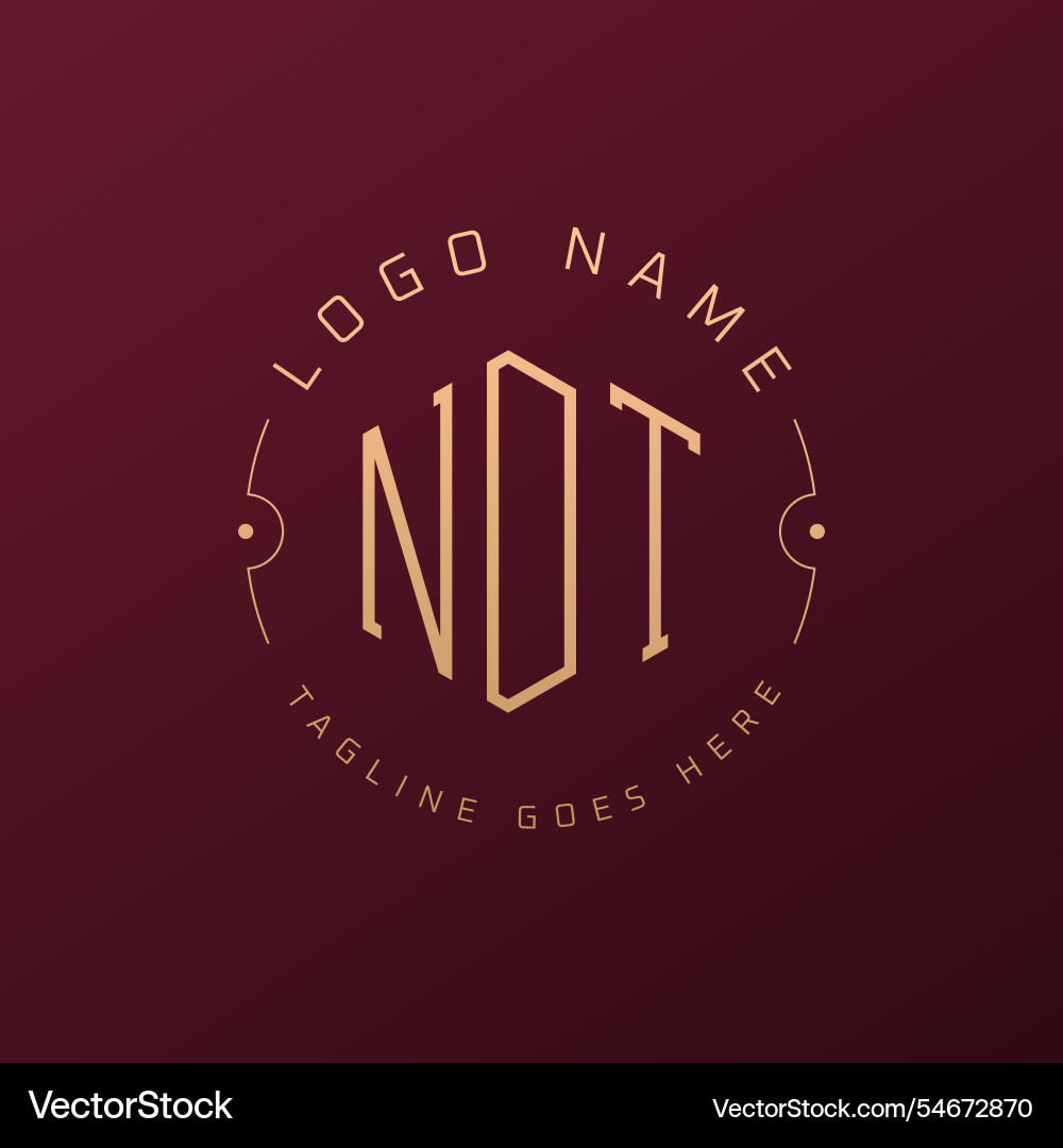 Luxury ndt logo design elegant letter Royalty Free Vector
