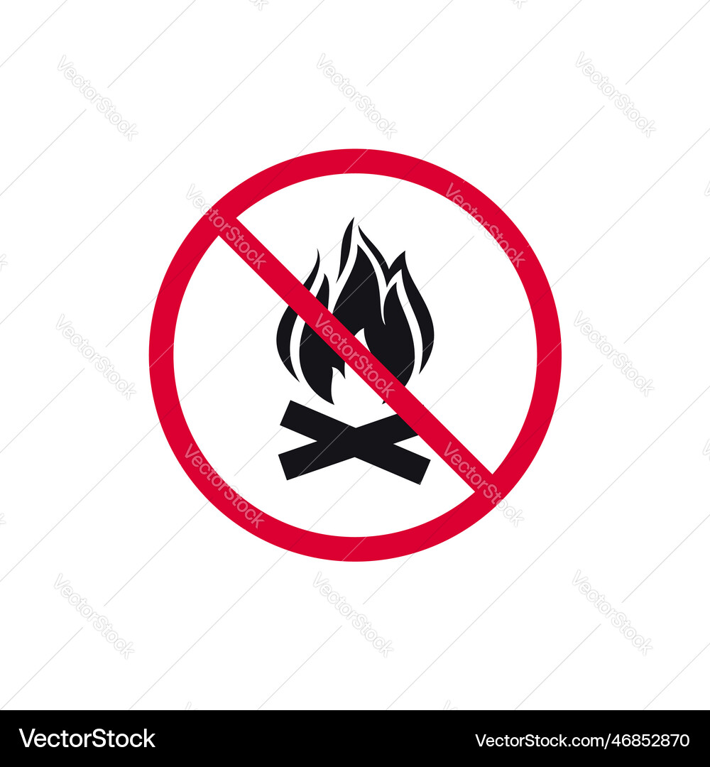 No bonfire prohibited sign fire forbidden Vector Image