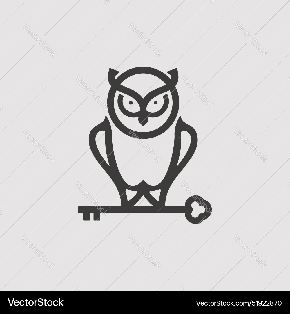 Owl key icon logo design Royalty Free Vector Image