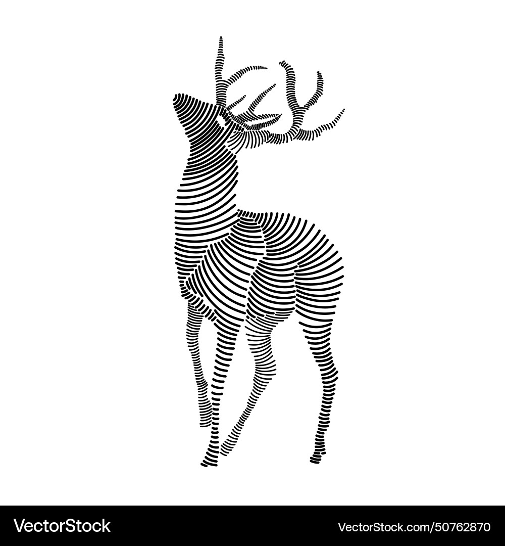 Simple line art of a deer 3 Royalty Free Vector Image