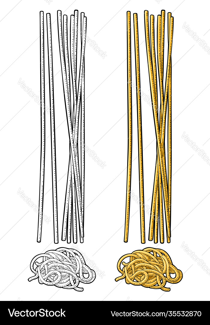 Straight and twisted spaghetti vintage Royalty Free Vector