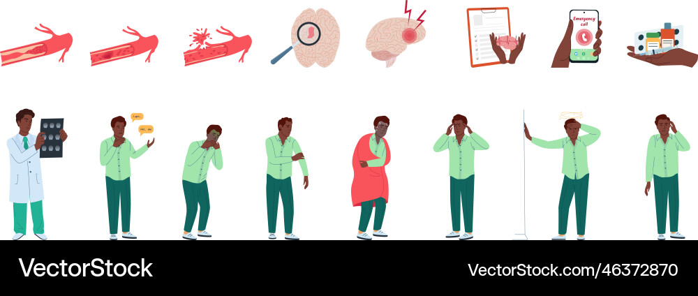 Stroke symptoms set Royalty Free Vector Image - VectorStock