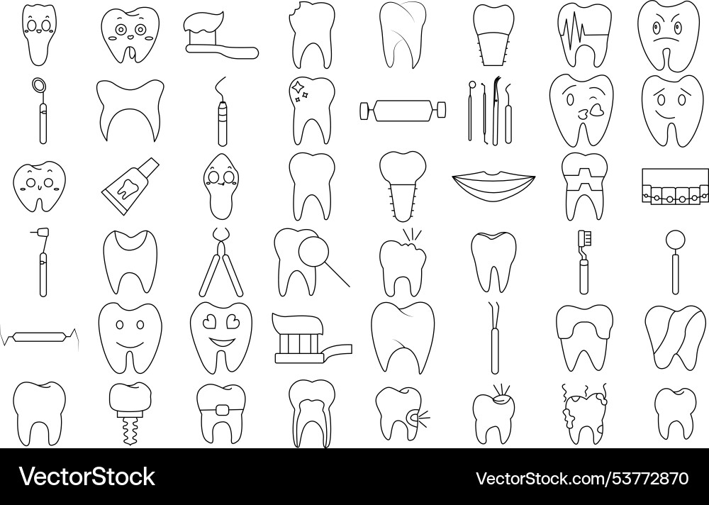 Teeth and dental icon set Royalty Free Vector Image
