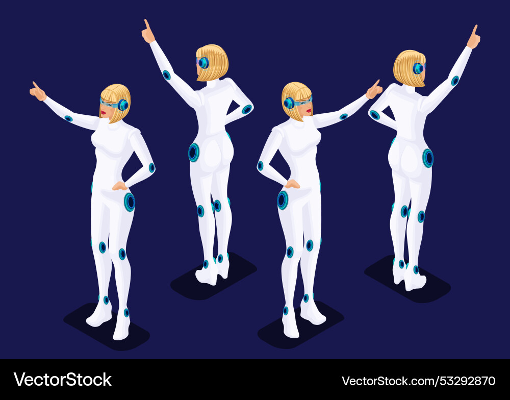 Trending isometric cyborg artificial intelligence Vector Image