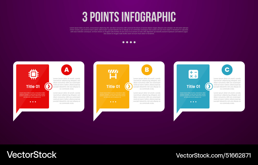 3 points or step process infographic with big Vector Image