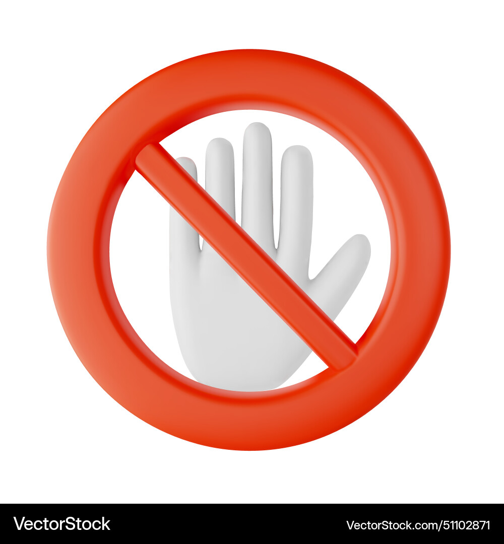 3d raised hand prohibition sign Royalty Free Vector Image