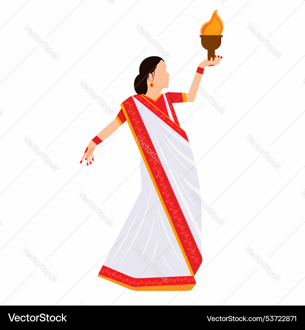 Bengali women performing dhunuchi dance Royalty Free Vector