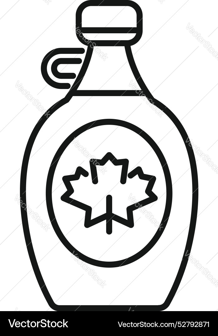 Bottle of maple syrup with a leaf showing Vector Image