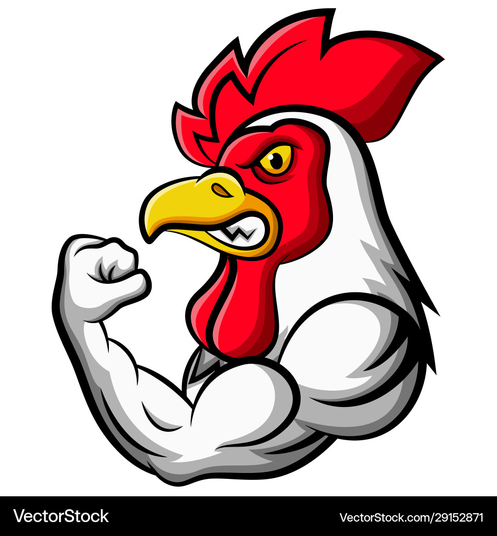 Cartoon strong chicken mascot design Royalty Free Vector