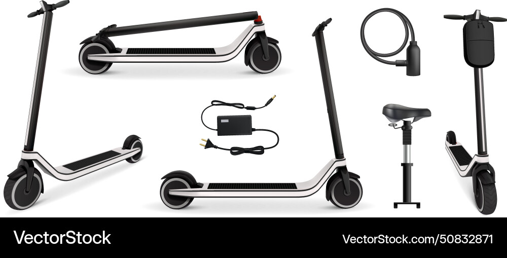Electric scooter set Royalty Free Vector Image
