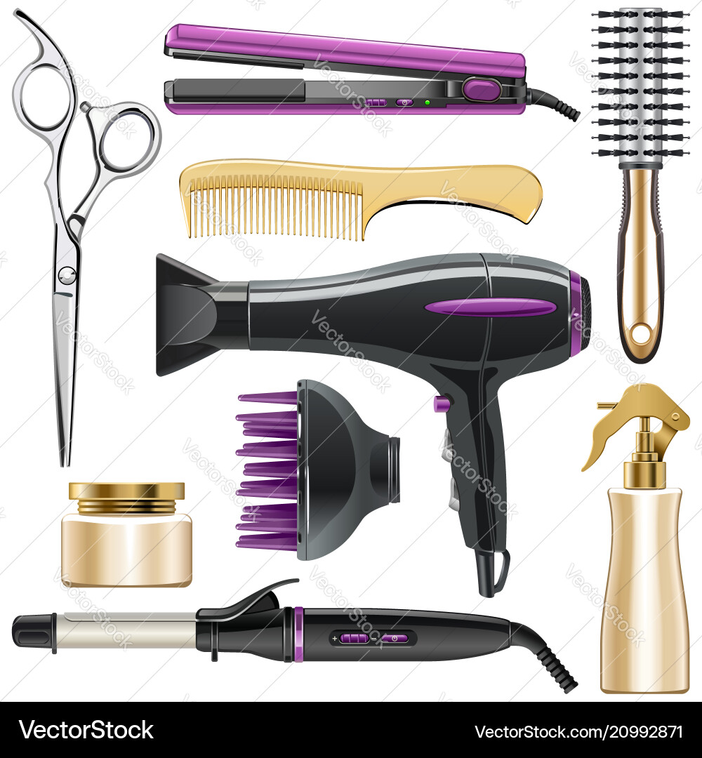 Hair styling icons Royalty Free Vector Image - VectorStock