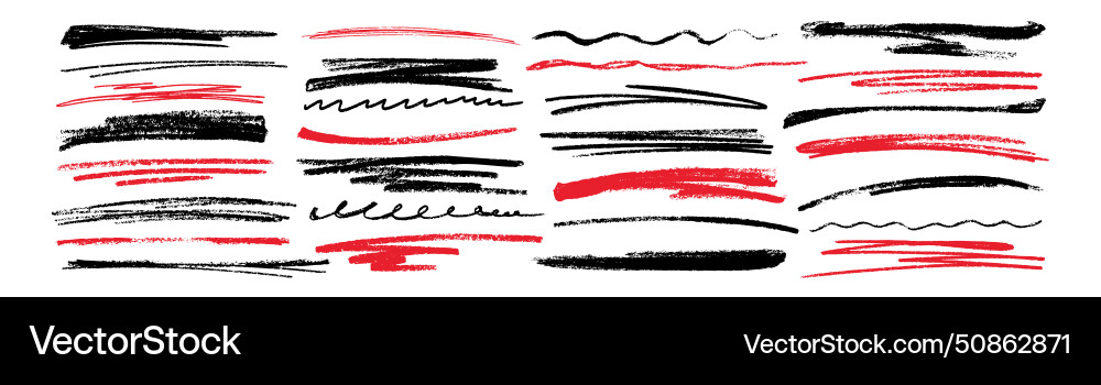 Hand drawn grunge pencil strikethrough lines Vector Image