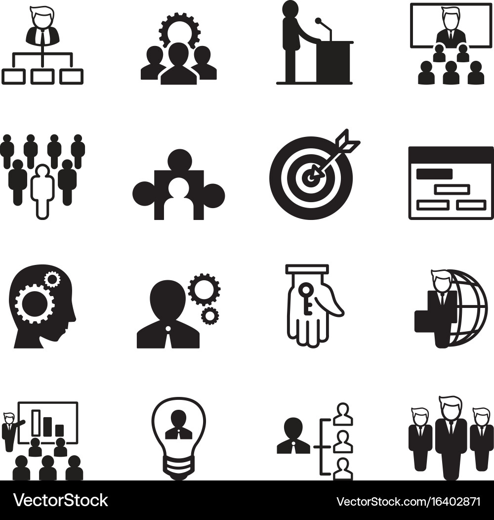 Management icon set Royalty Free Vector Image - VectorStock