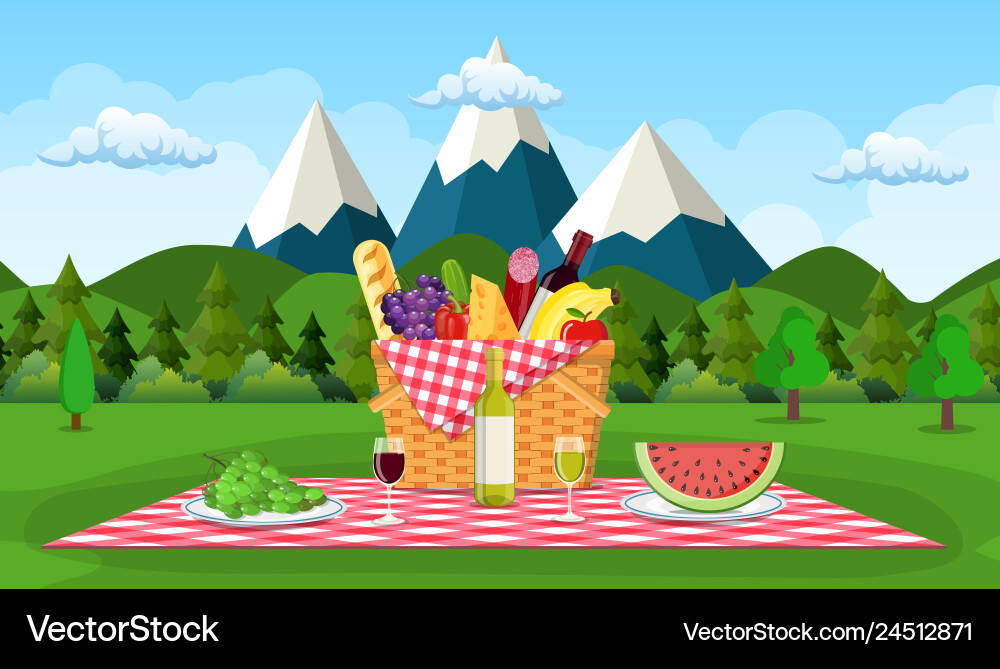 Mountain Picnic Royalty Free Vector Image - VectorStock