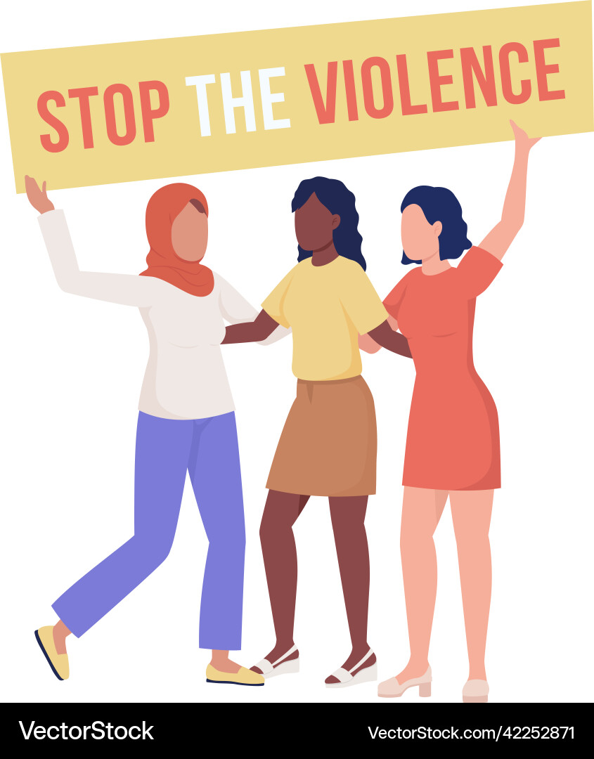 Protest against violence semi flat color Vector Image