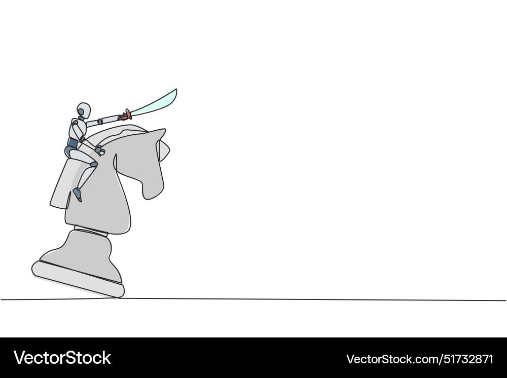 Single one line drawing robotic smart technology Vector Image