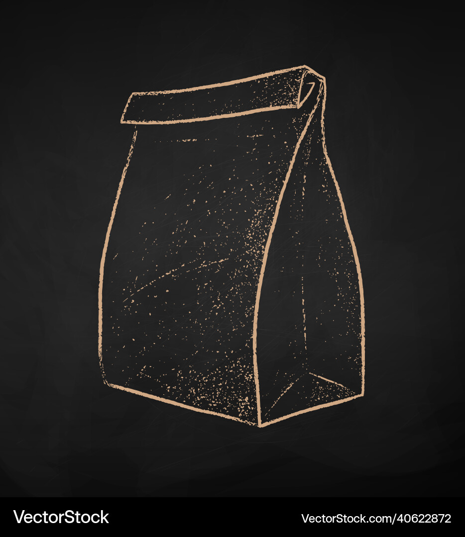 Chalk drawn of paper bag Royalty Free Vector Image