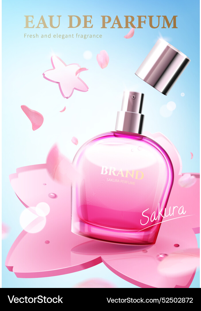 Cherry blossom perfume ad poster Royalty Free Vector Image