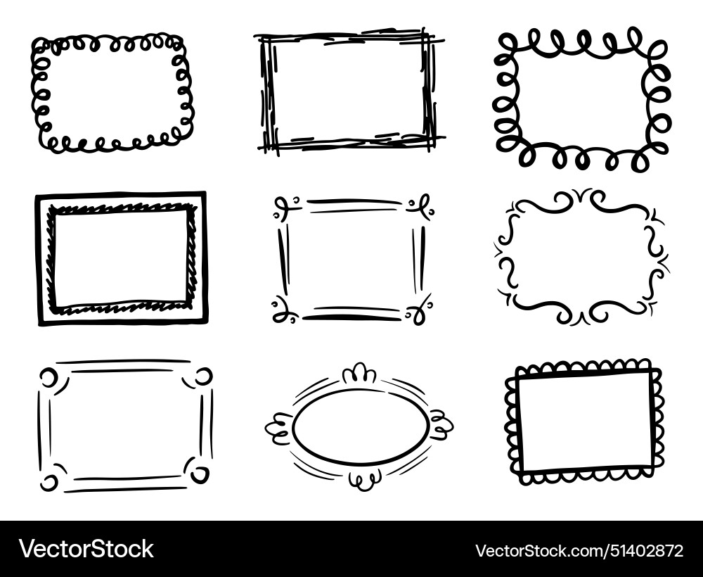 Hand-drawn decorative frame collection Royalty Free Vector