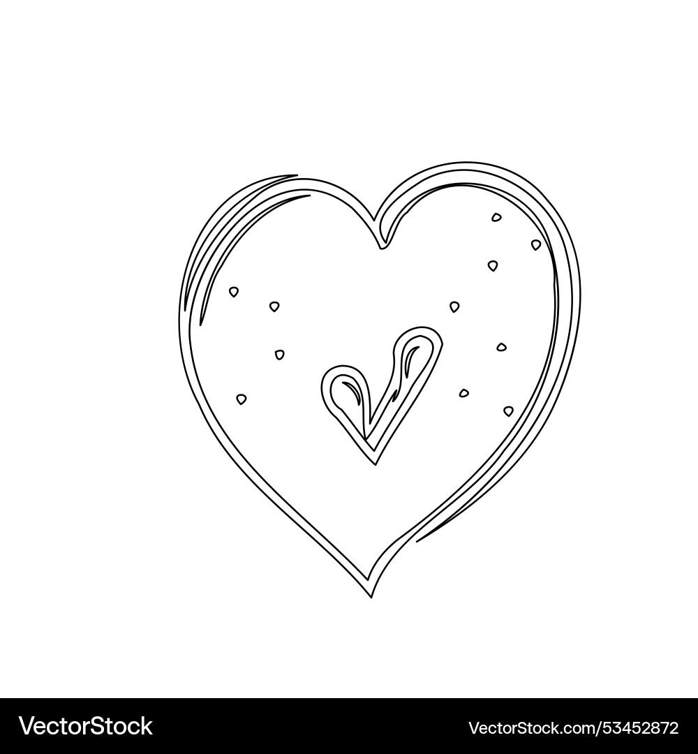 Heart shaped cake outline sketch Royalty Free Vector Image