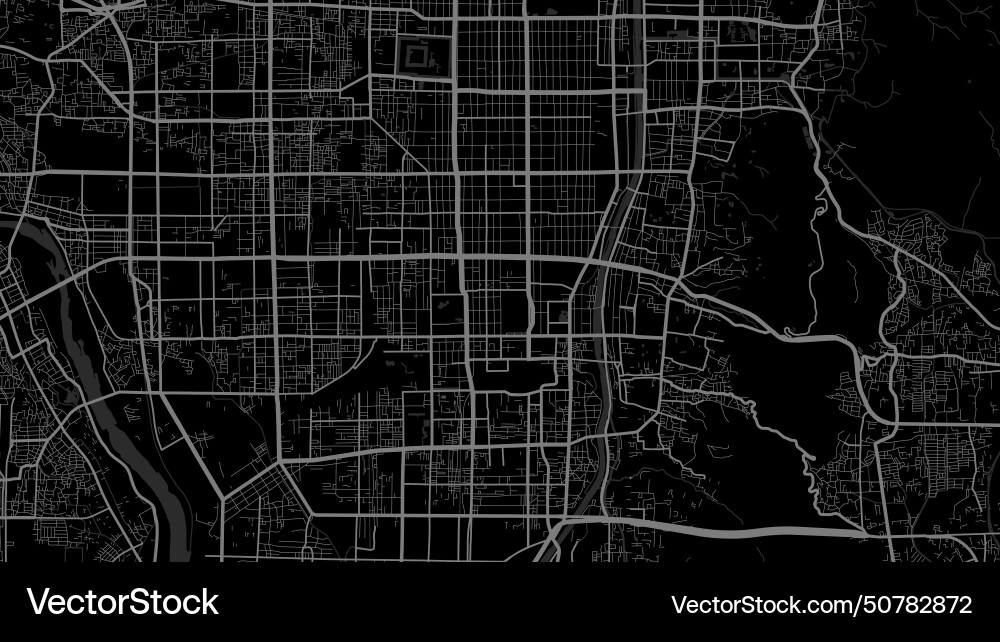 Kyoto map japan grayscale city streetmap Vector Image