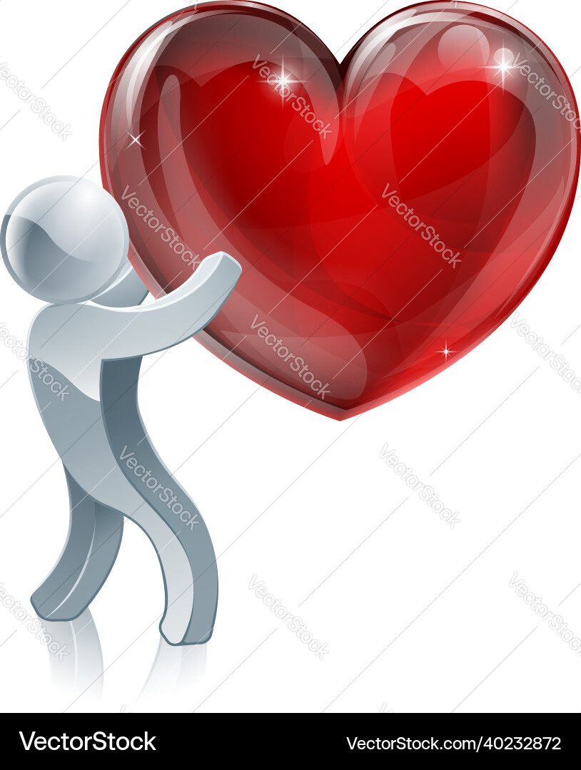 Man with giant heart Royalty Free Vector Image