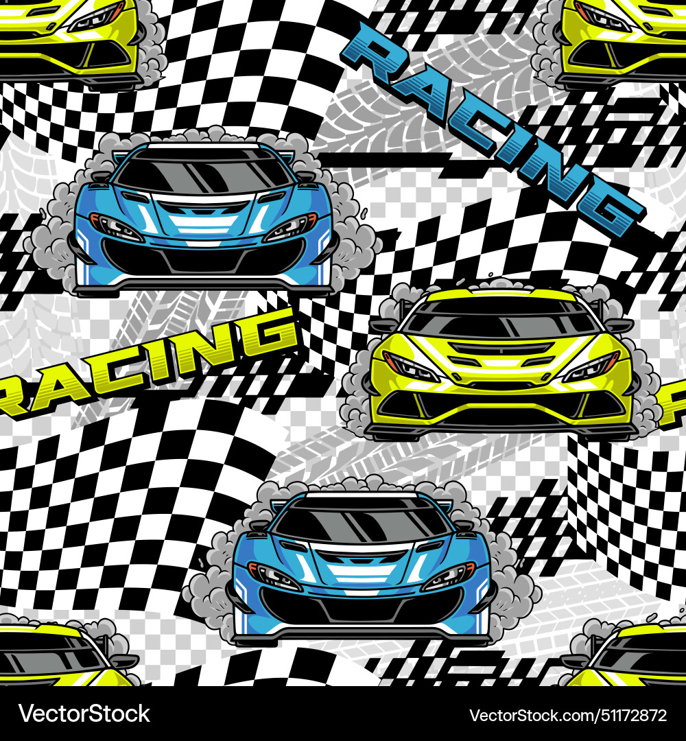 Racing motorsport colorful pattern seamless Vector Image