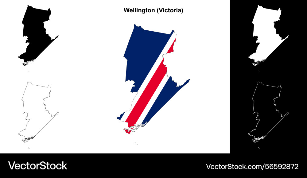 Wellington outline map Royalty Free Vector Image