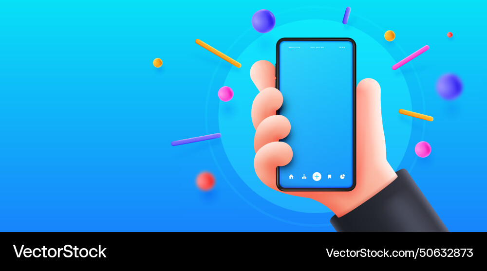 3d banner with phone Royalty Free Vector Image