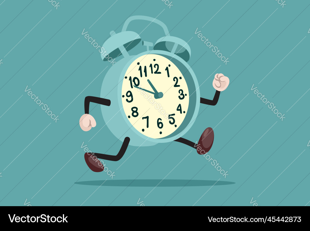 Anthropomorphic cartoon clock running away Vector Image