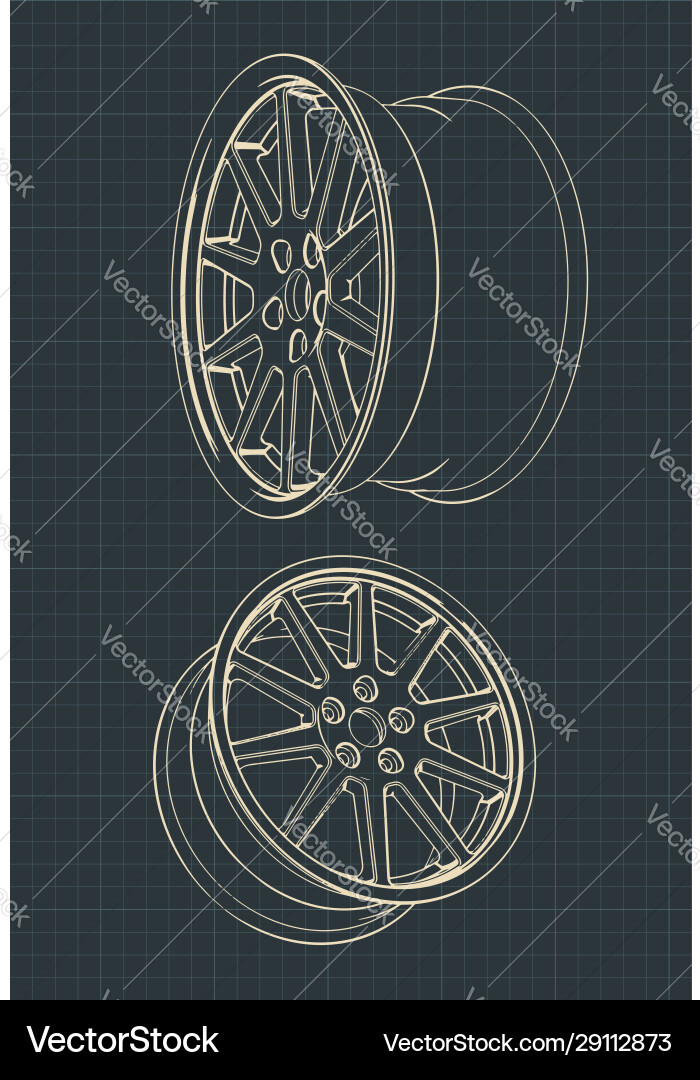 Auto-Legierung Räder Zeichnungen Lizenzfreies Vektorbild