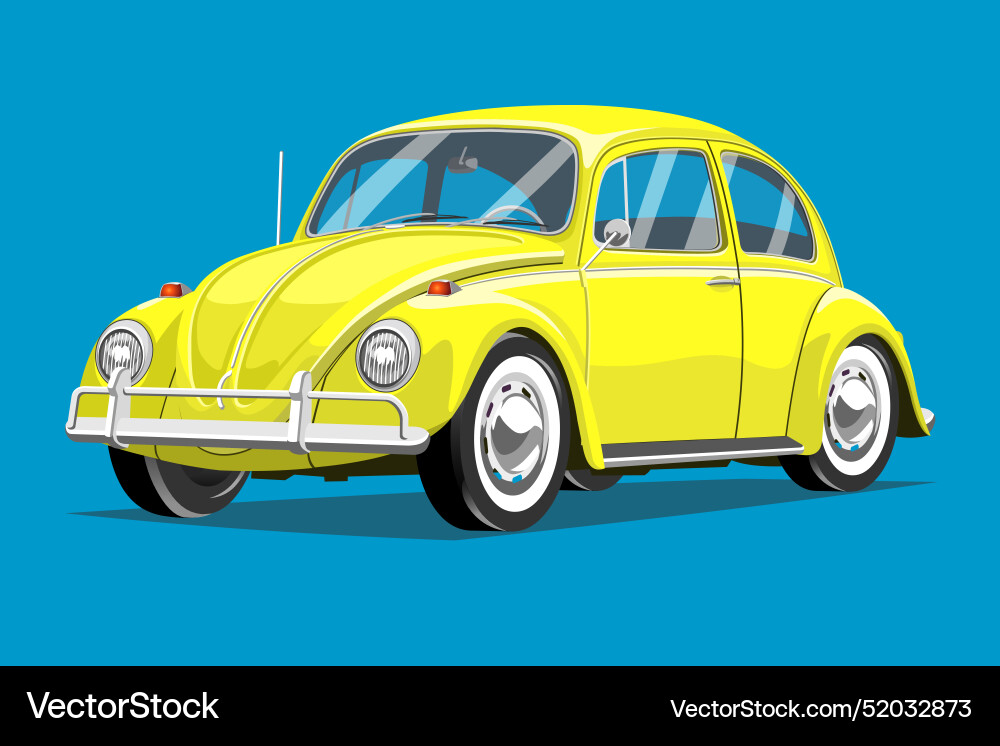 Classic vintage yellow car Royalty Free Vector Image
