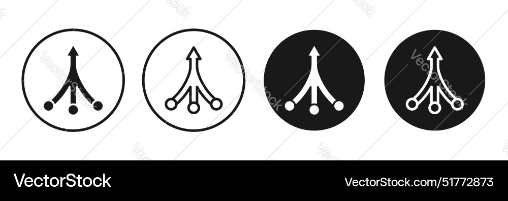 Consolidation icon set black filled and outlined Vector Image
