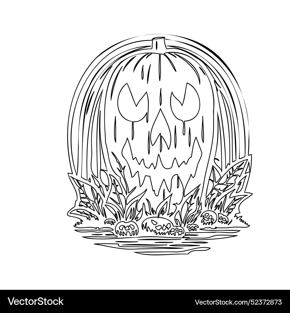 Grave halloween scary outline sketch Royalty Free Vector