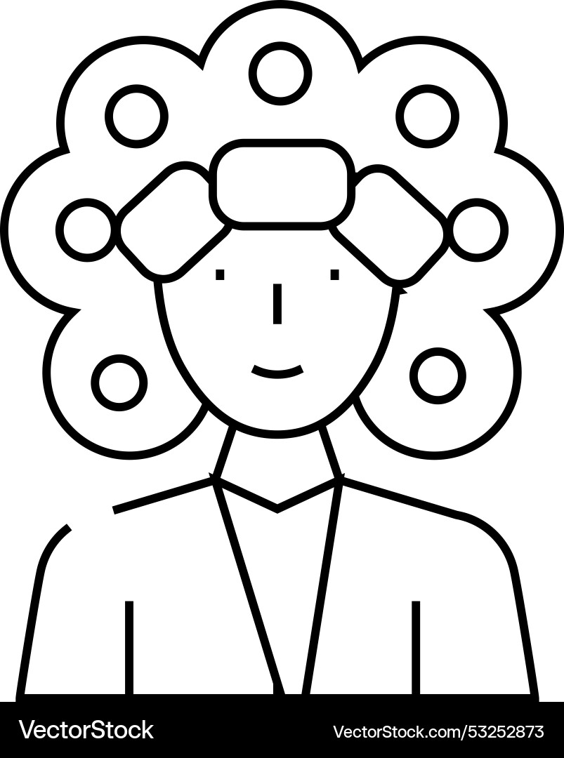 Perm hair line icon black Royalty Free Vector Image