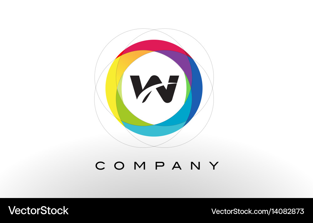 Rainbow W Letter Logo Royalty Free Vector Image