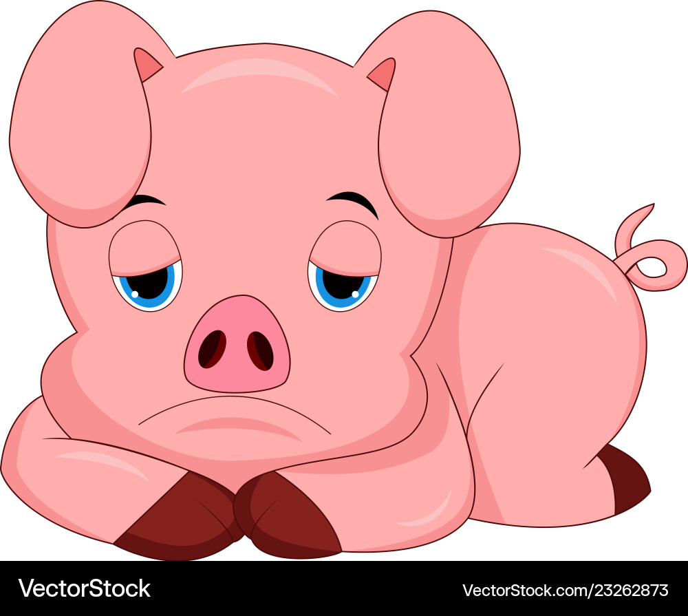 Sad pig cartoon Royalty Free Vector Image - VectorStock